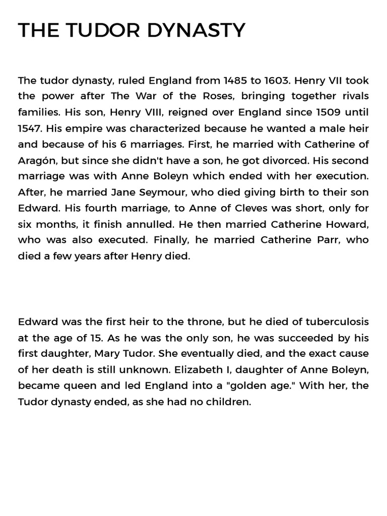 Overview of the Tudor Dynasty | PDF