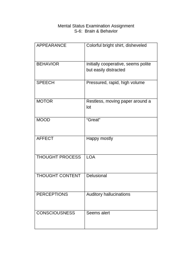 Mental Status Examination Overview | PDF
