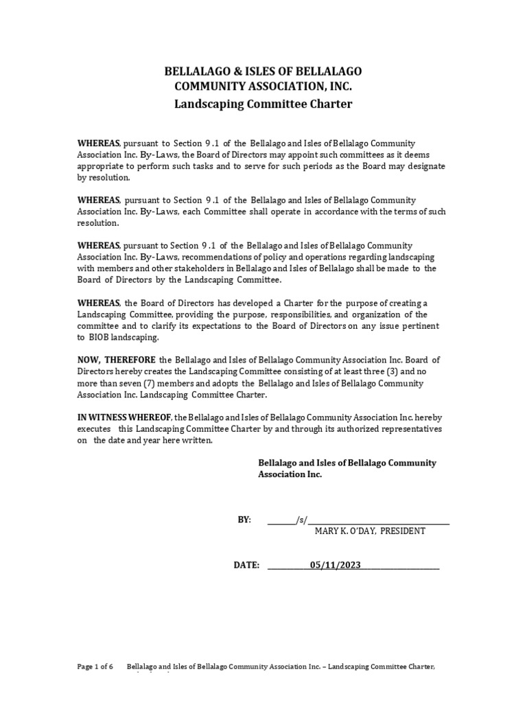 Landscape Committee Charter | PDF | Board Of Directors | Justice