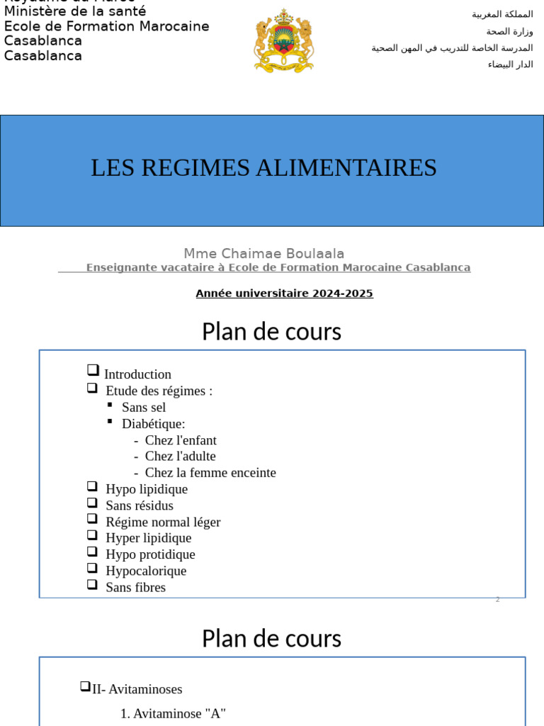 Régimes alimentaires et avitaminoses au Maroc | PDF | Nutriments | Sel