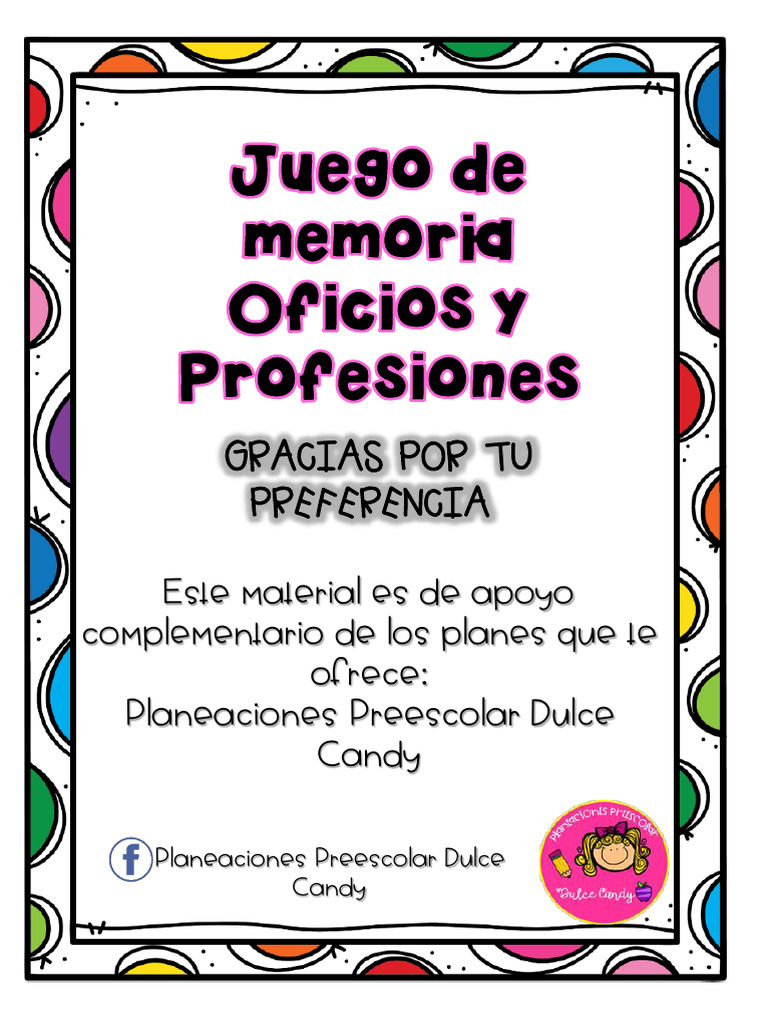 Juego Memoria Oficios y Profesiones Mayo Planeaciones Candy | PDF