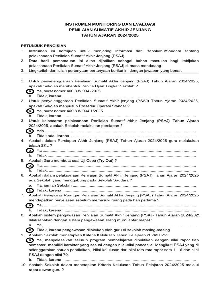 Instrumen Psaj 2025 | PDF