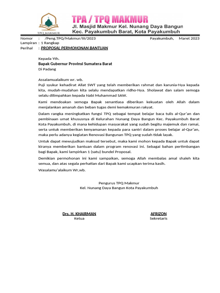 Surat Proposal | PDF