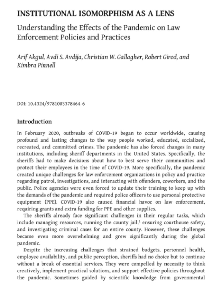 iINSTITUTIONAL ISOMORPHISM AS A LENS Understanding The Effects of The ...