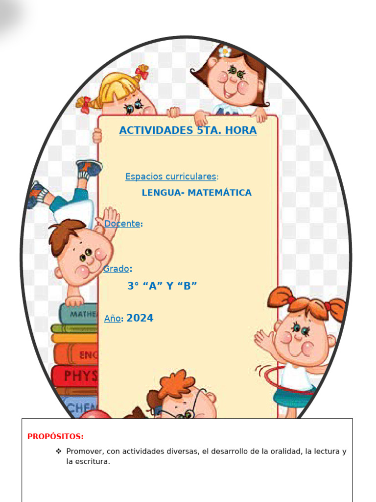 Actividades de Lengua y Matemática 3° A/B | PDF | Aprendizaje | Cognición