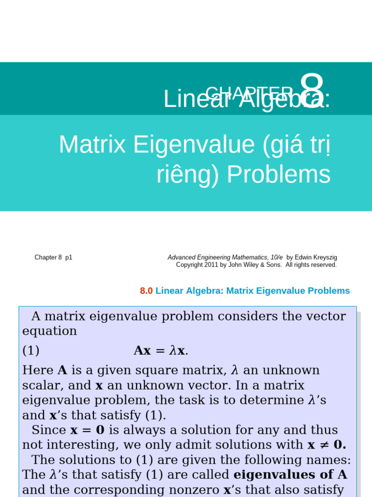 ch8 | PDF | Eigenvalues And Eigenvectors | Linear Algebra