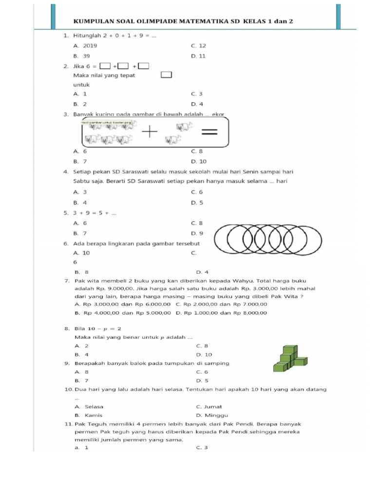 kumpulan soal olym mat level 1 | PDF
