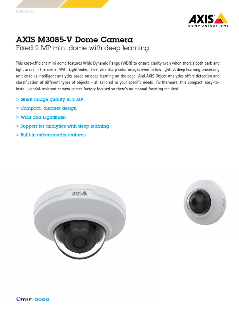Datasheet Axis m3085 V Dome Camera en US 4704431 | PDF | Camera | Pixel