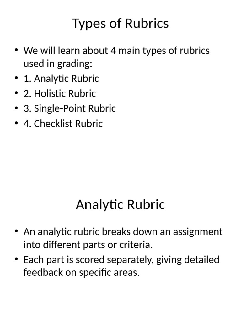 Clearly Explained Types of Rubrics | PDF