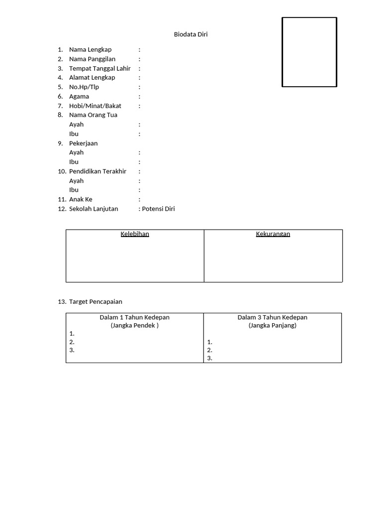 Biodata Diri Lengkap dan Terperinci | PDF