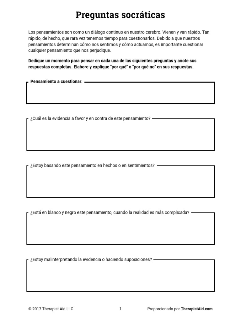 Cuestiona tus pensamientos: Preguntas socráticas | PDF
