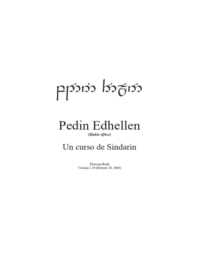 Curso de Sindarin | PDF | J. R. R. Tolkien | Relaciones sintácticas