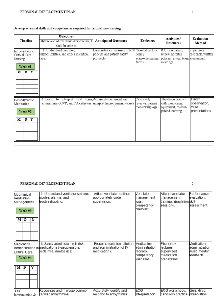 Critical Care Nursing Development Plan | PDF | Intensive Care Medicine ...