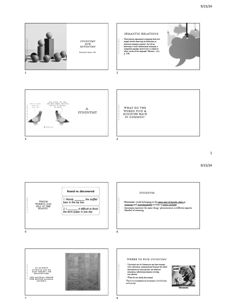 Synonymy and Antonymy Explained | PDF | Lexical Semantics | Linguistics