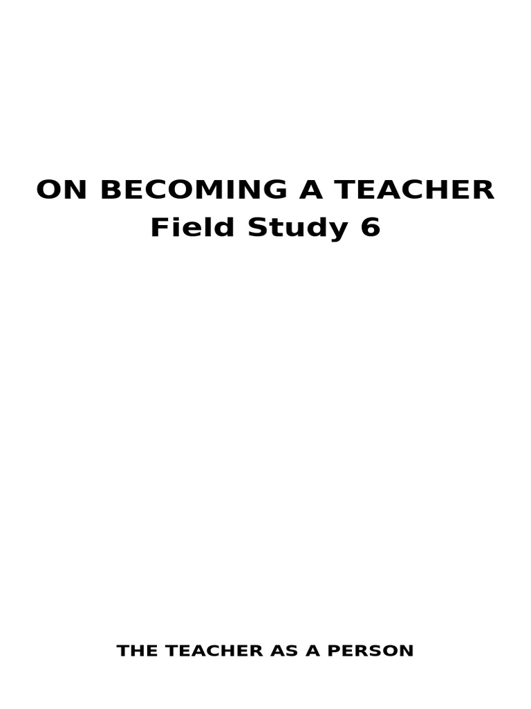 FS6 ON BECOMING A TEACHER ActivitySheets | PDF | Teachers | Classroom ...