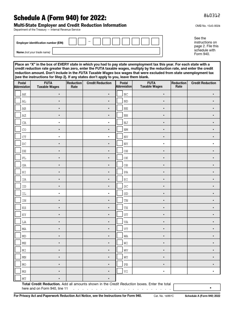 2022 Form 940 Schedule A Instructions | PDF | The United States | Payments