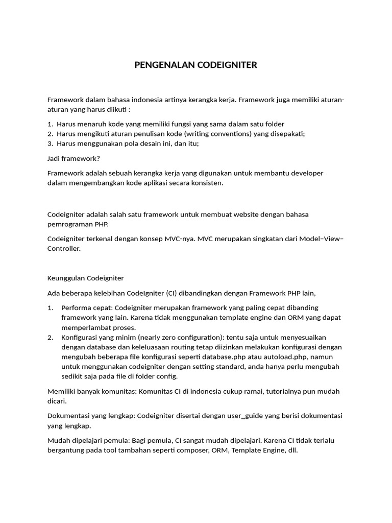 1. Pengenalan Codeigniter | PDF