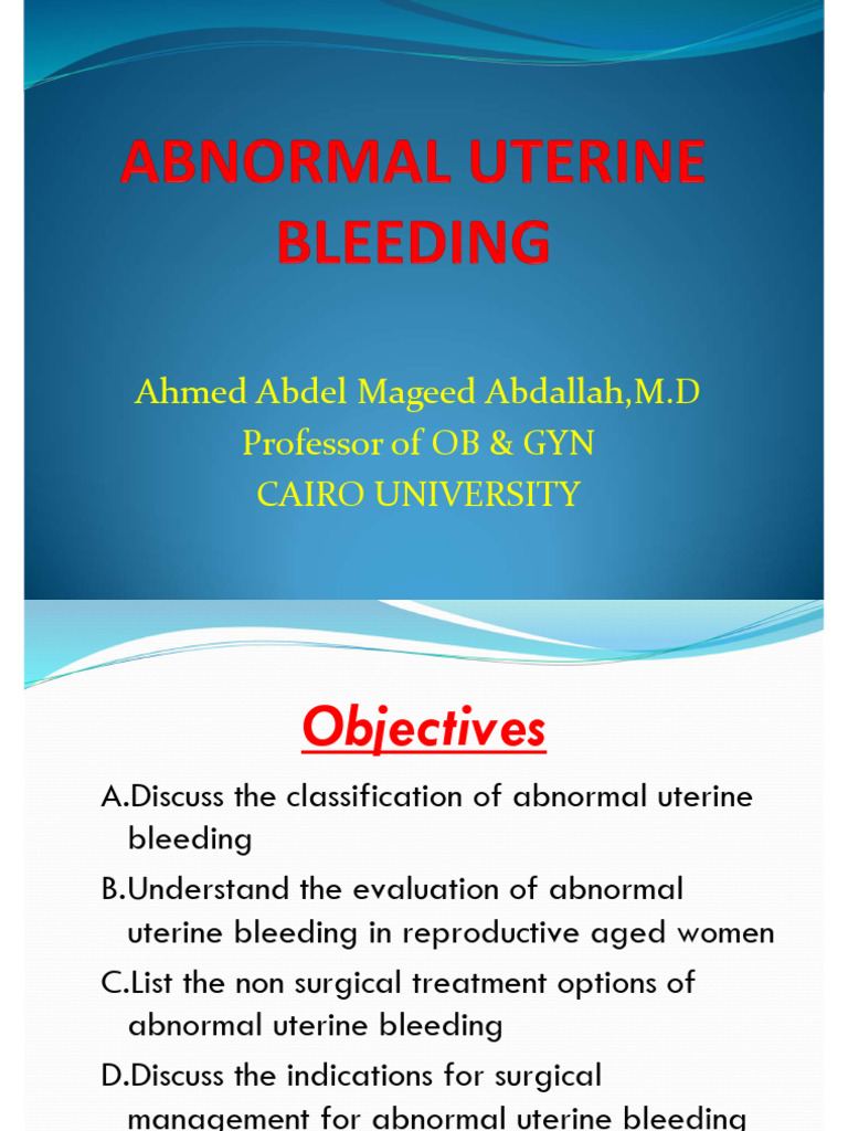 Abnormal Uterine Bleeding Management Guide | PDF | Medical Specialties ...