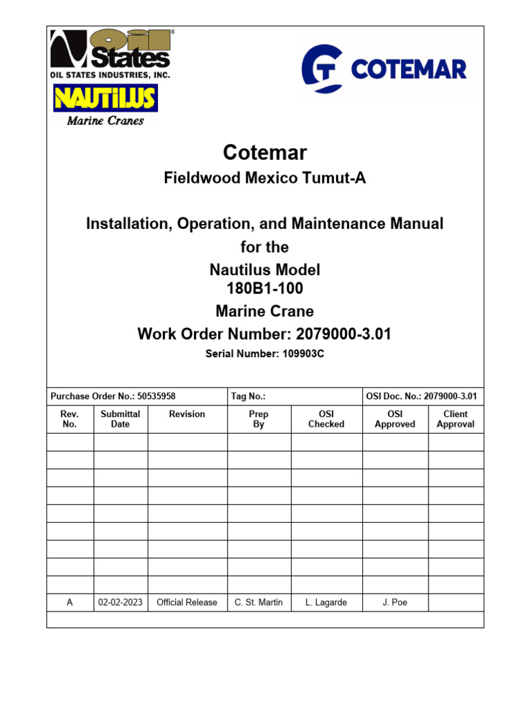 Nautilus Crane 180B1-100 Manual | PDF | Manual Transmission | Crane ...