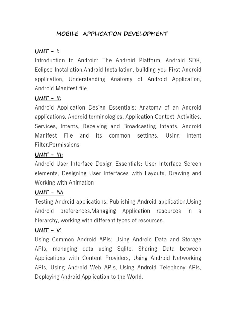 Mobile Application Development | PDF | Android (Operating System ...