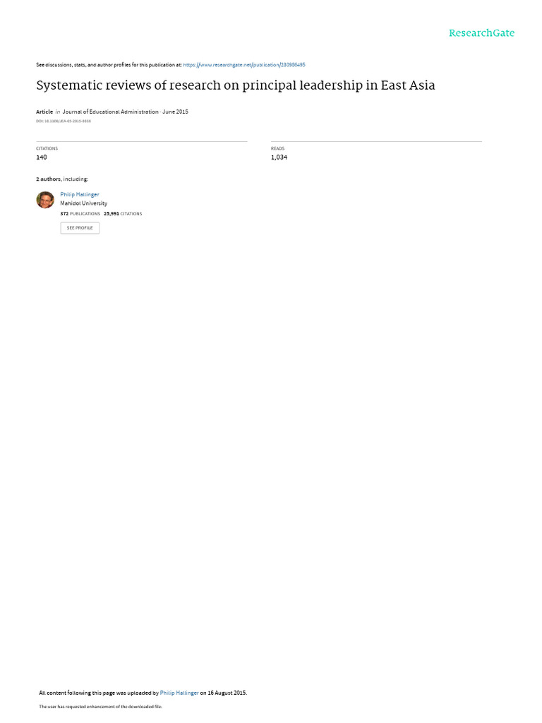 Synthesis Paper Principal Leadership | PDF | Methodology | Leadership