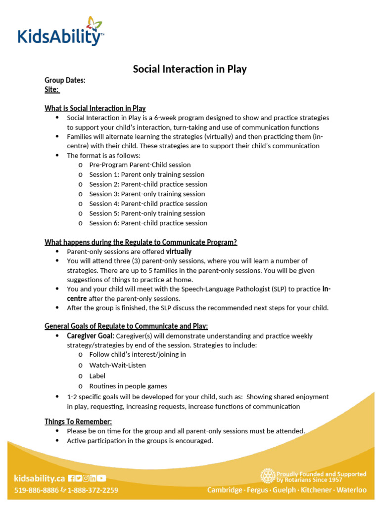 Social Interaction in Play Parent Handout | PDF