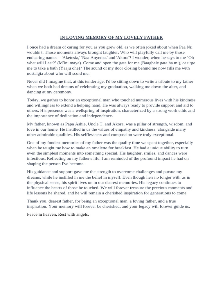 Tribute to My Beloved Father | PDF