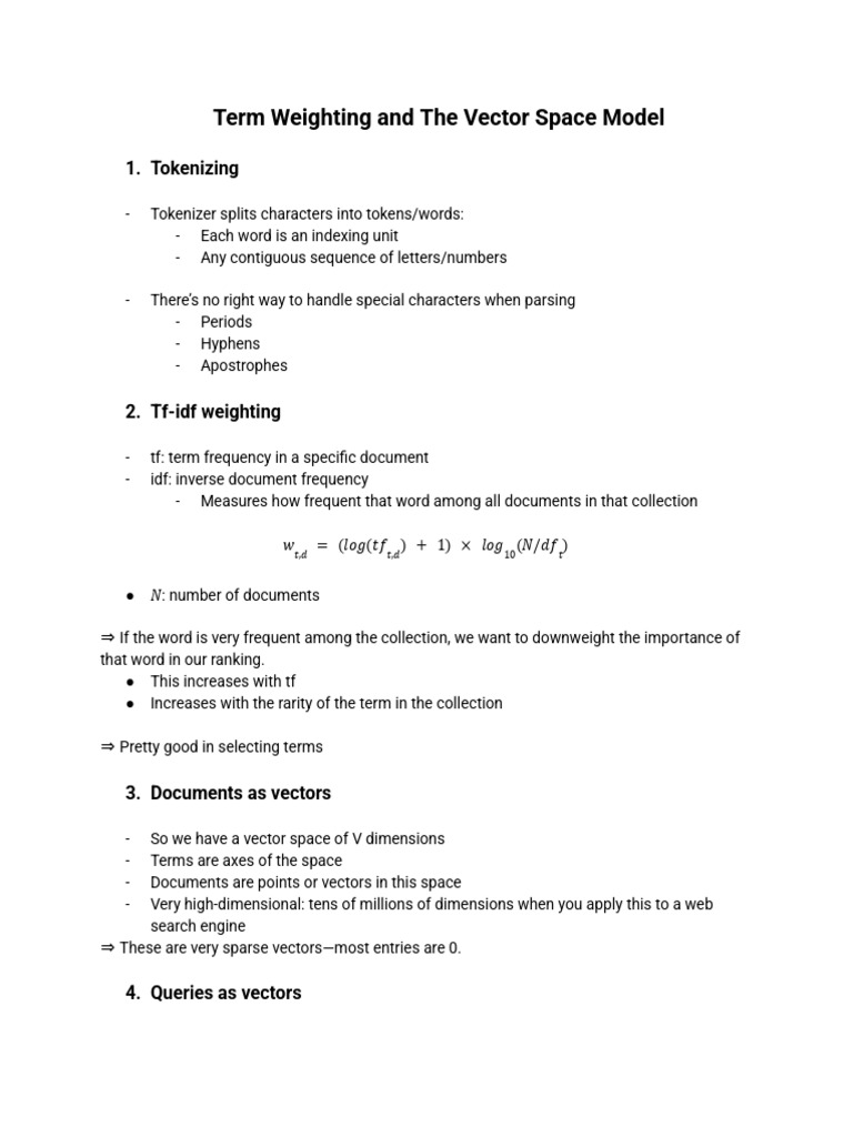 Term Weighting & The Vector Space Model | PDF
