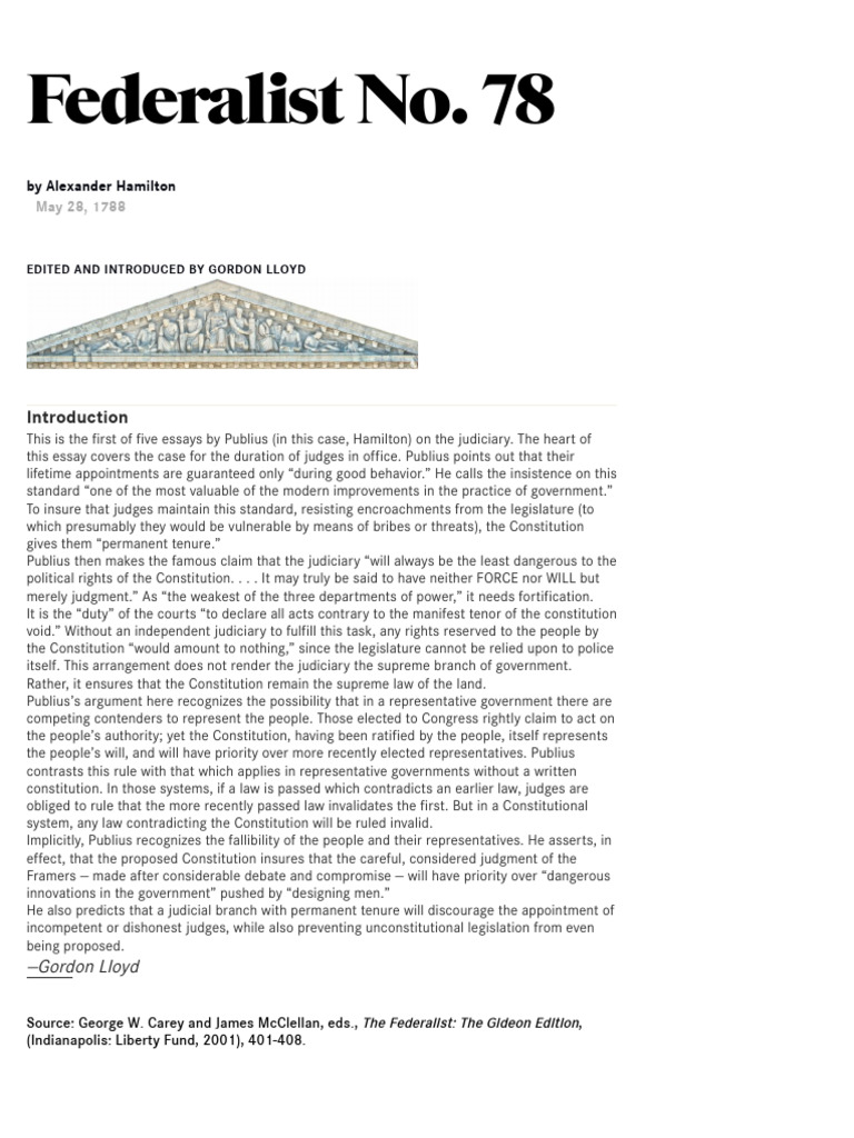 Understanding Federalist No. 78 | PDF | The Federalist Papers ...