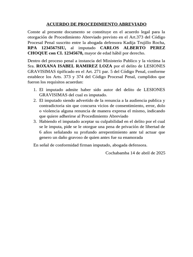 Acuerdo de Procedimiento Abreviado | PDF