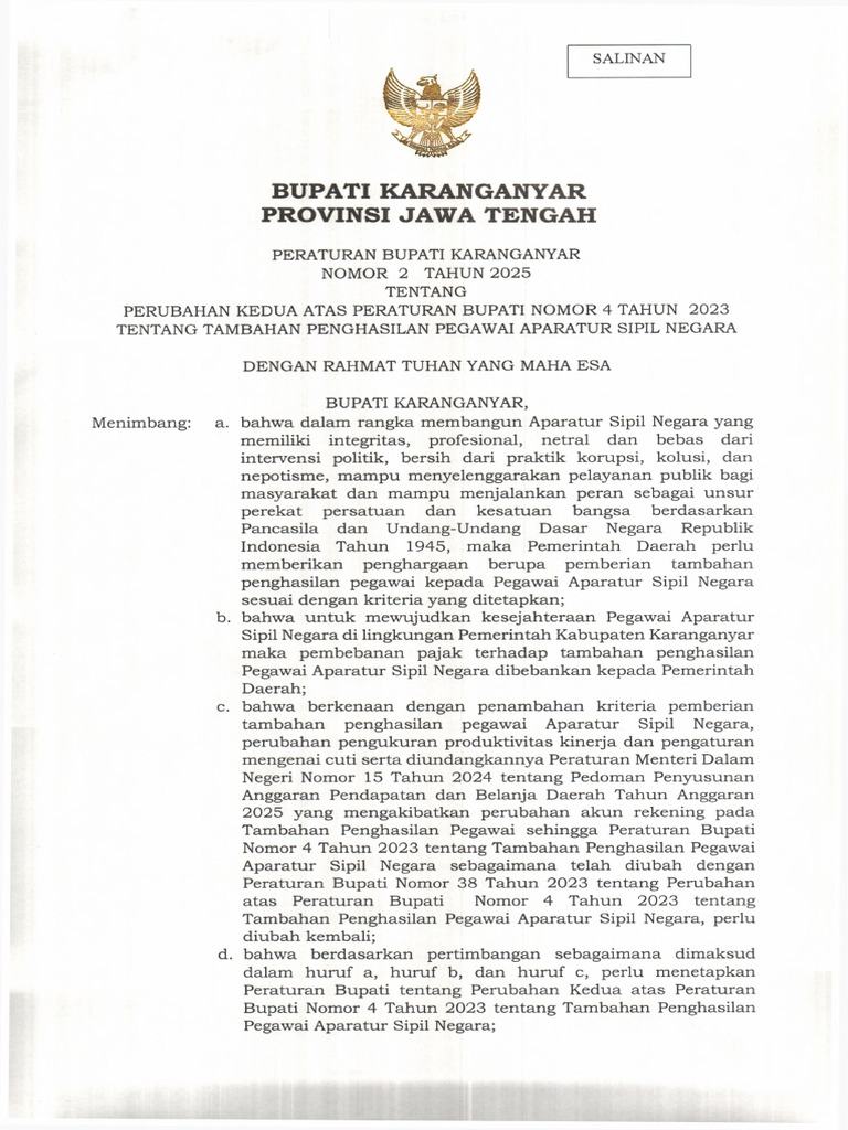 Perbup No 2 Tahun 2025 | PDF
