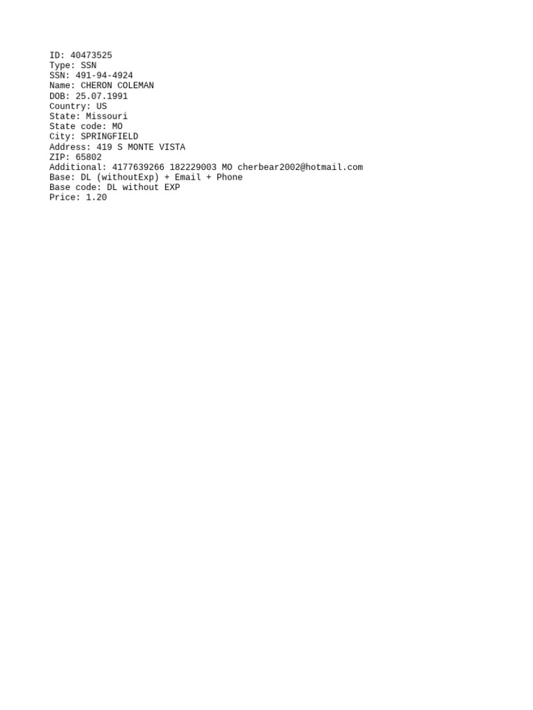 SSN Do B 3479055 | PDF