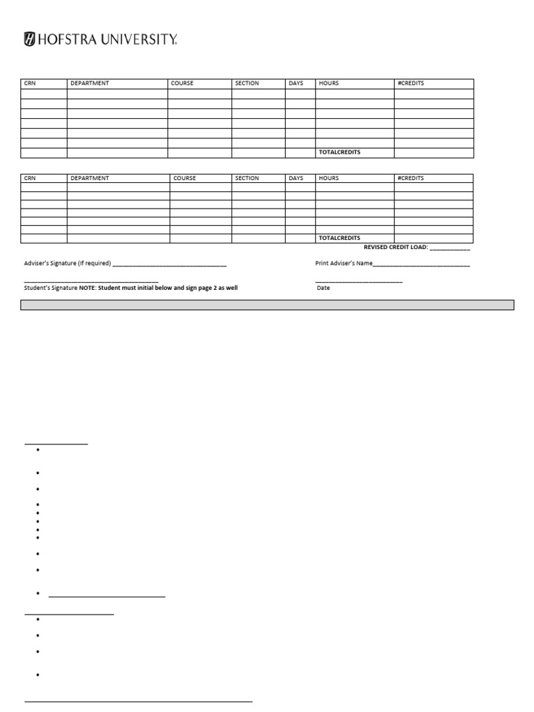 Hofstra University Registration Form | PDF | Student Financial Aid In ...