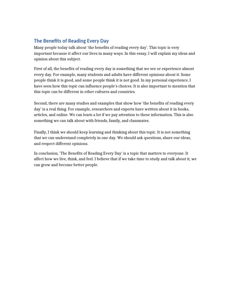 The Benefits of Reading Every Day | PDF