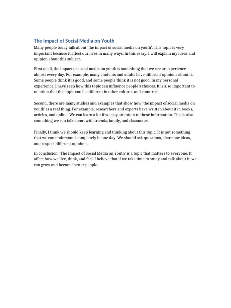 The Impact of Social Media On Youth | PDF