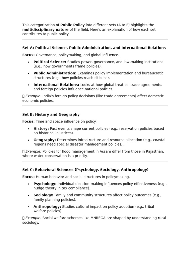 Public Policy - Set A To Set F | PDF | Policy | Science