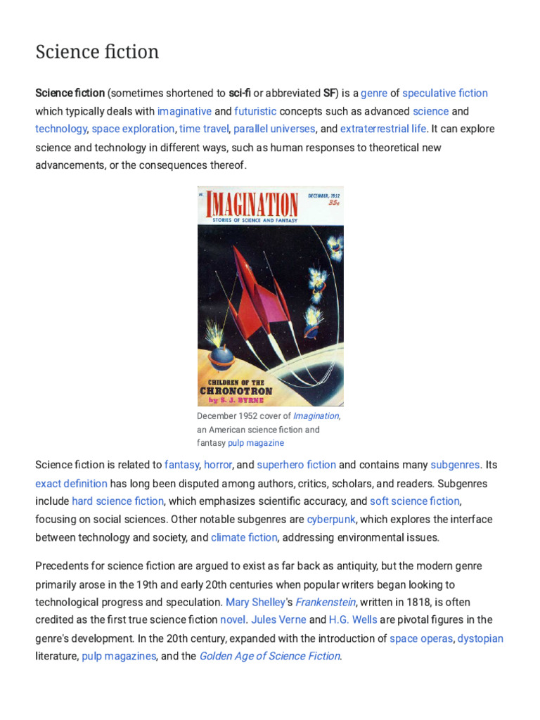 Science fiction | PDF | Science Fiction | Speculative Fiction