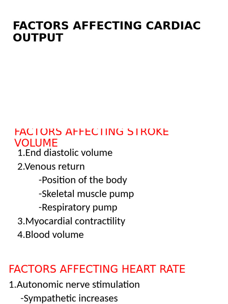 Factors Affecting Cardiac Output | PDF