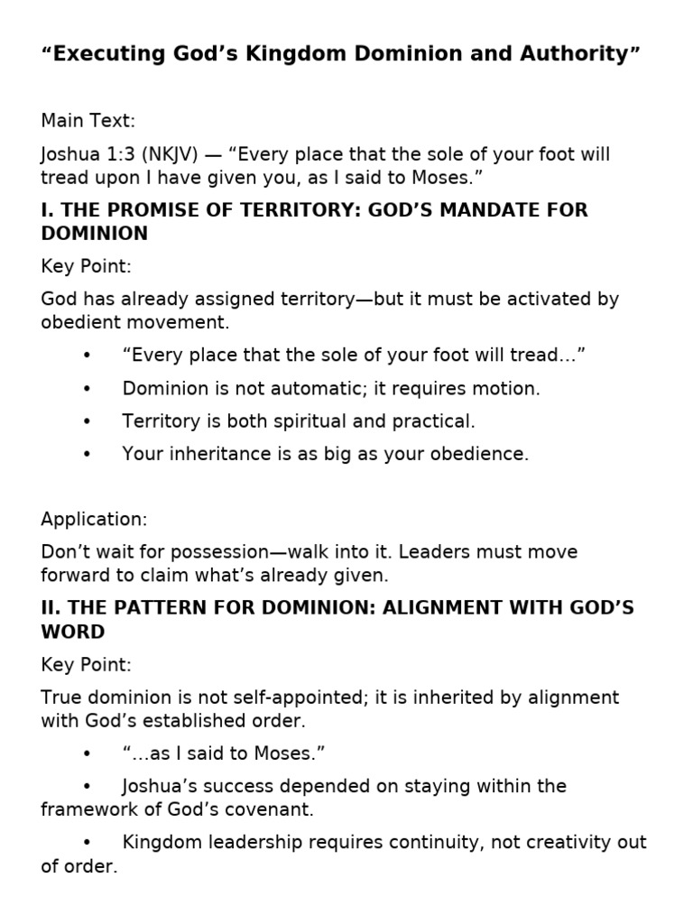 Executing God's Kingdom Dominion and Authority | PDF | Joshua | Books ...
