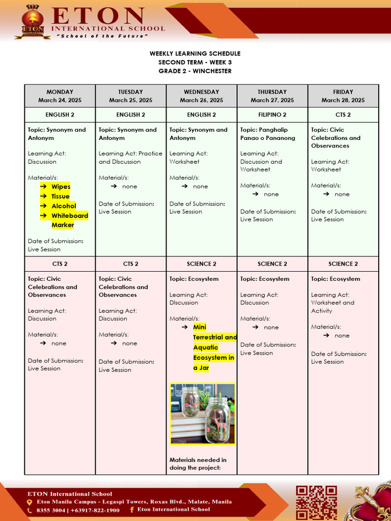 WLS - Grade 2 - Third Term - Week 3 | PDF | Ecoregions | Biology