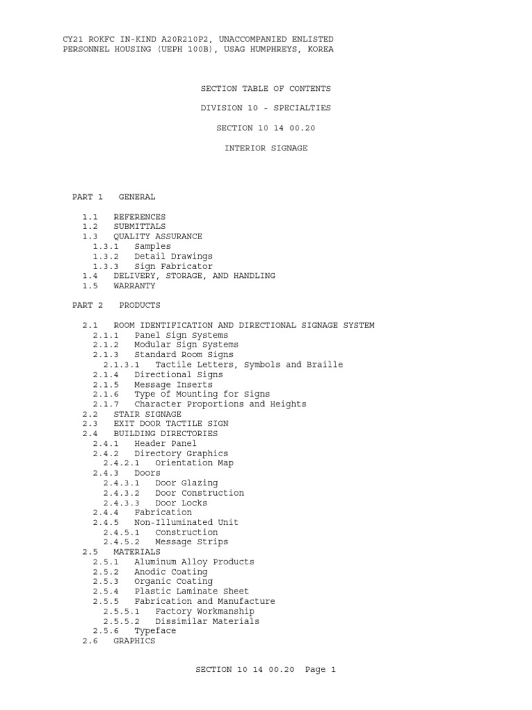 Interior Signage Specifications for UEPH | PDF | Screw | Extrusion