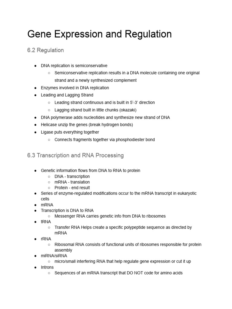 AP Hour 4 - Unit 6 Gene Expression and Regulation | PDF | Rna ...