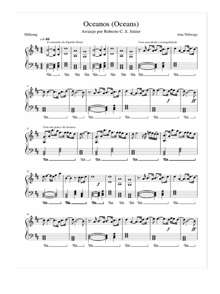 Oceanos Instrumental - Piano | PDF