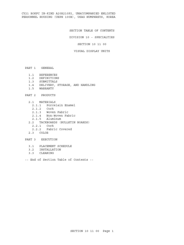 10 11 00 VISUAL DISPLAY UNITS (택보드) | PDF | Textiles | Lamination
