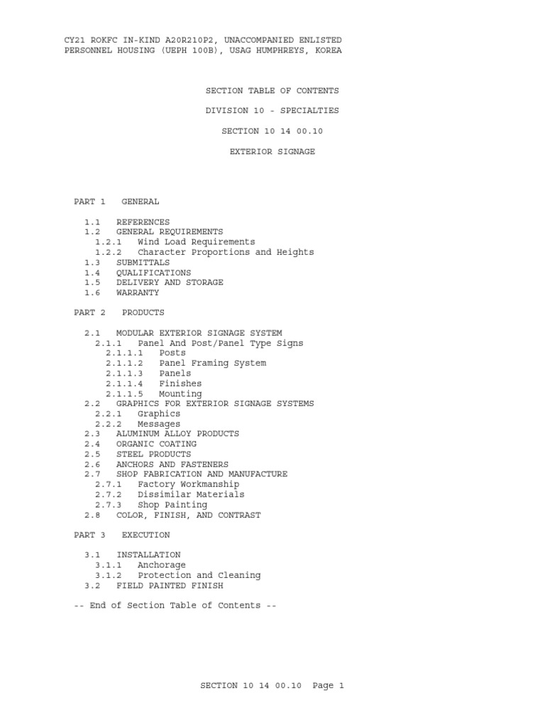 Exterior Signage Specifications | PDF | Screw | Metals