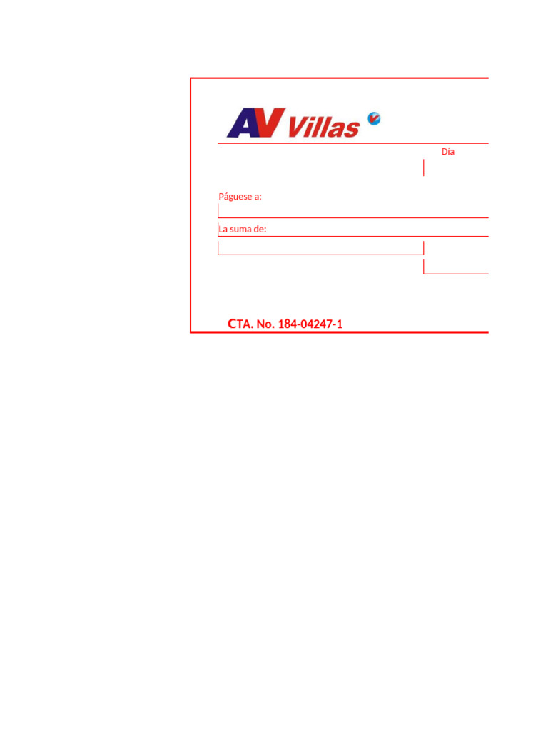 Cheque Banco Av Villas | PDF