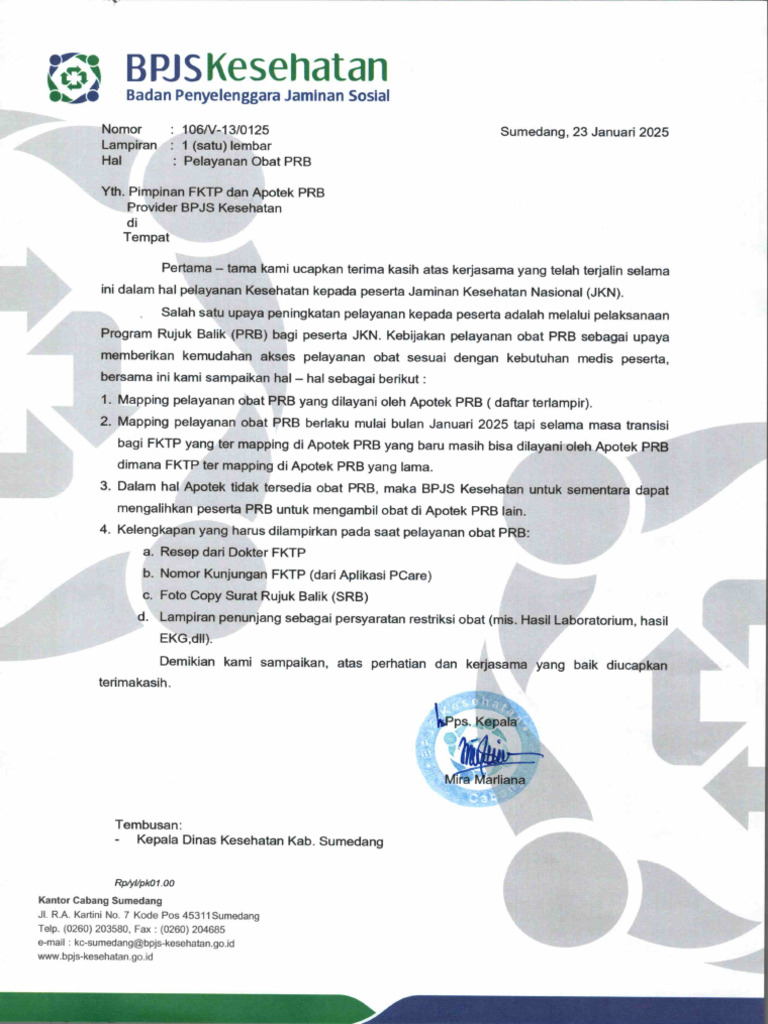 Surat Mapping Obat PRB 2025 | PDF