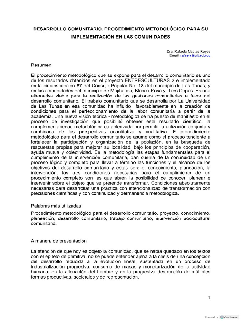 Desarrollo Comunitario | PDF