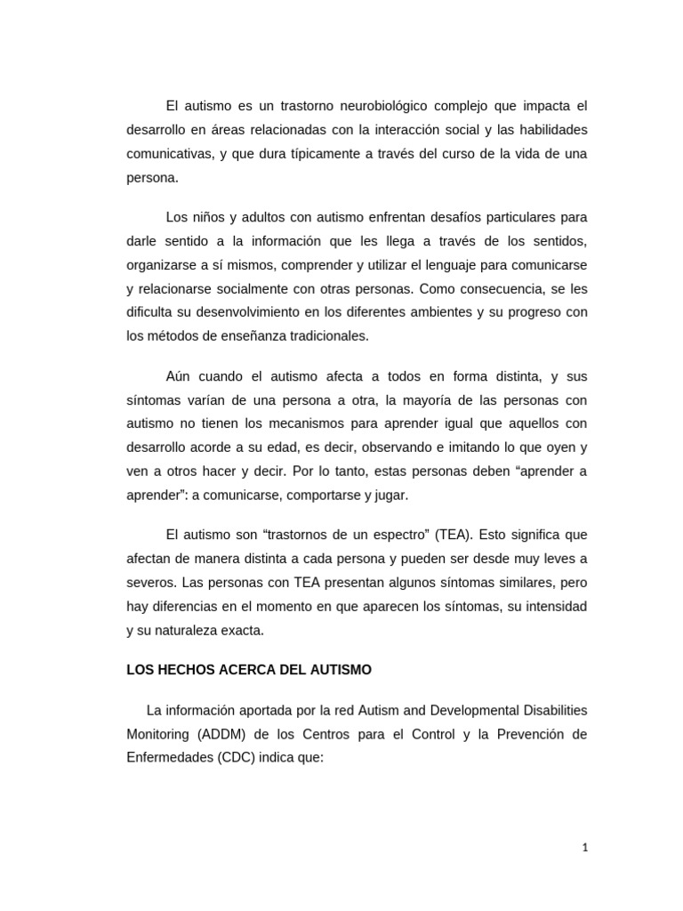 Entendiendo el Autismo: Síntomas y Tratamientos | PDF | Autismo | Terapia
