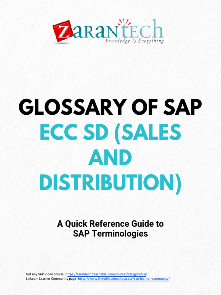 Glossary of SAP ECC SD (Sales and Distribution) | PDF | Pricing | Invoice